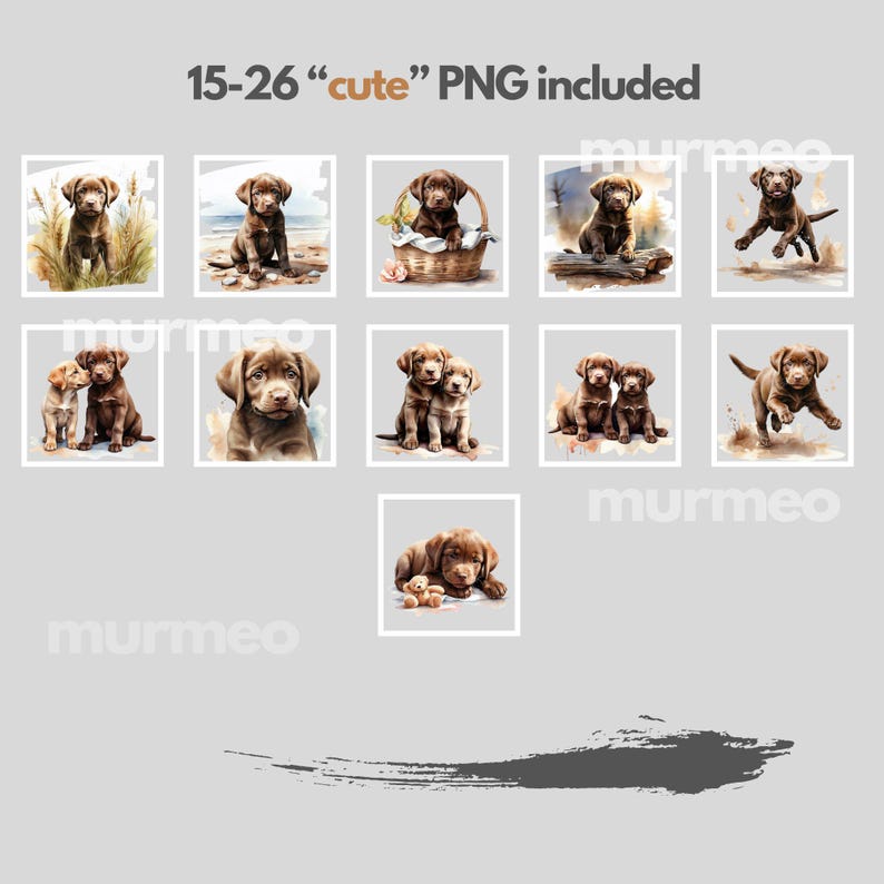 Cute Labrador Retriever Puppies, Watercolor Clipart Bundle for ...