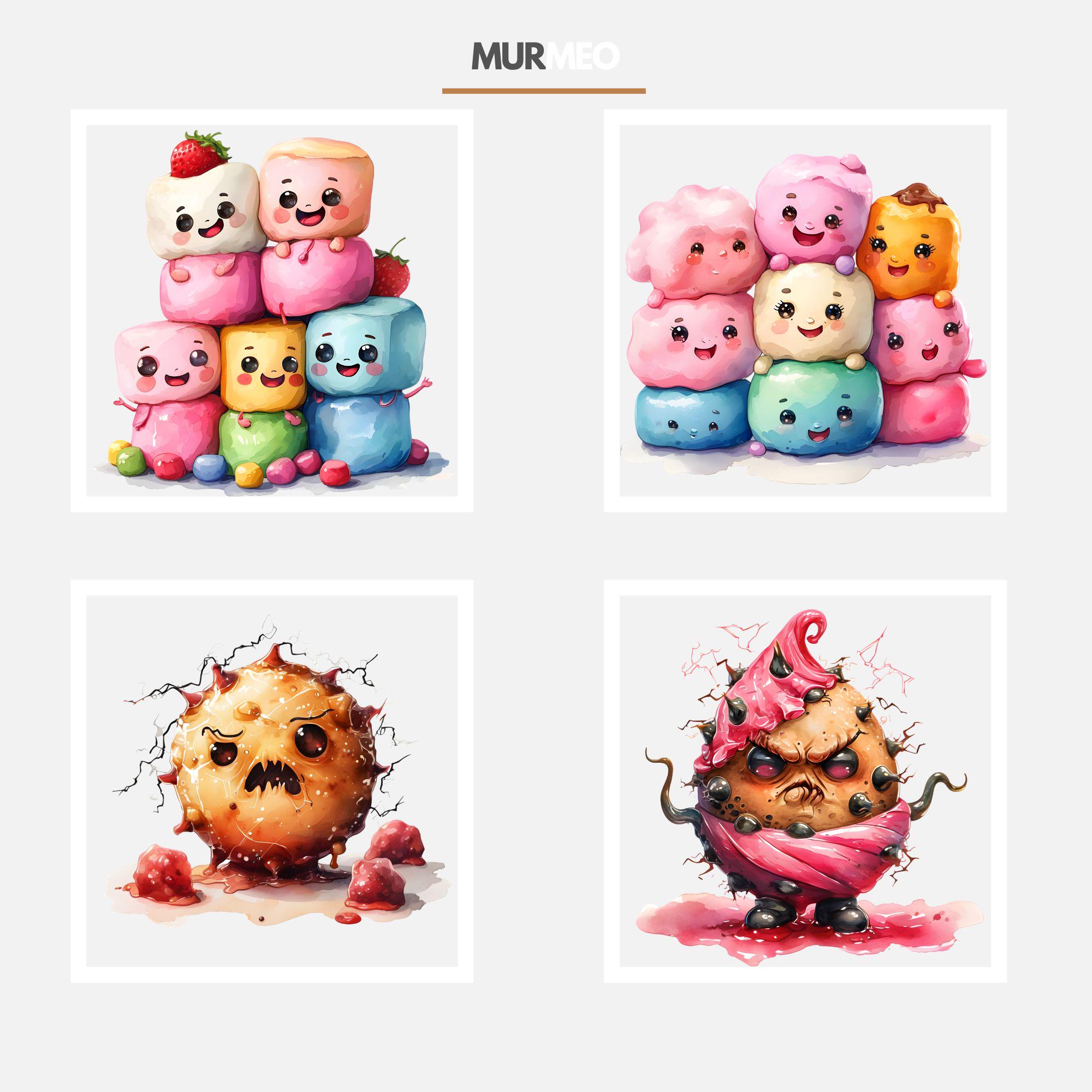 Funny Candy Characters PNG Bundle, Cute Caramel Chocolate Sweets ...