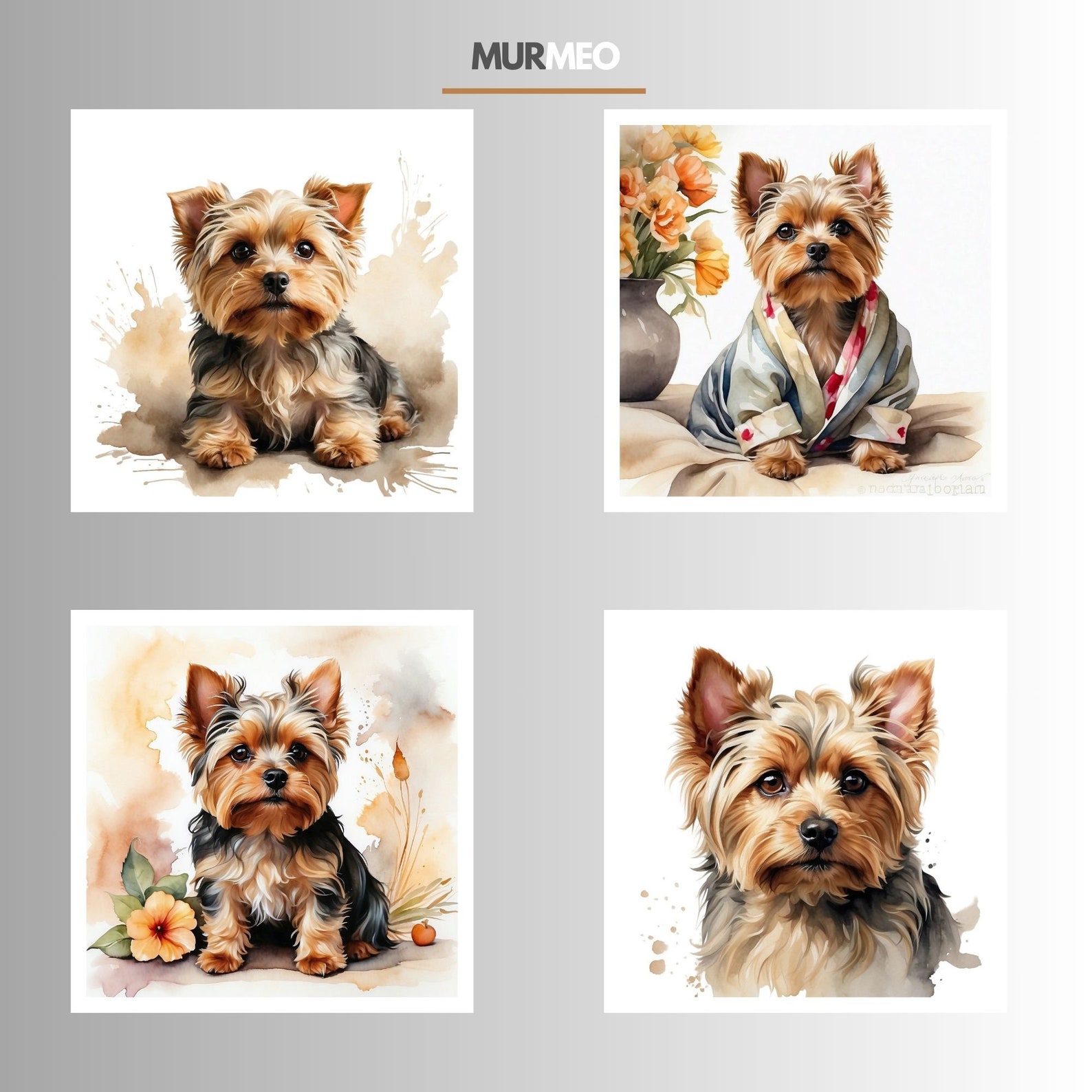 24 Yorkshire Terrier Clipart Set | Watercolor Yorkshire Terrier ...