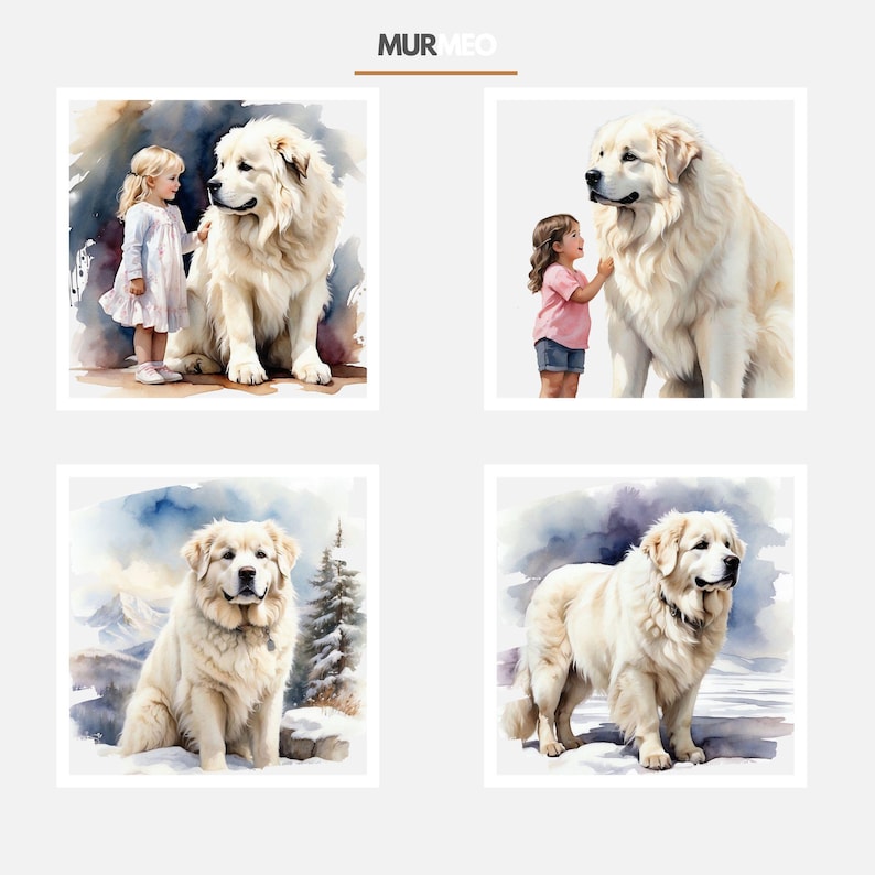 Great Pyrenees Watercolor Art PNG Bundle for Sublimation - 24 ...