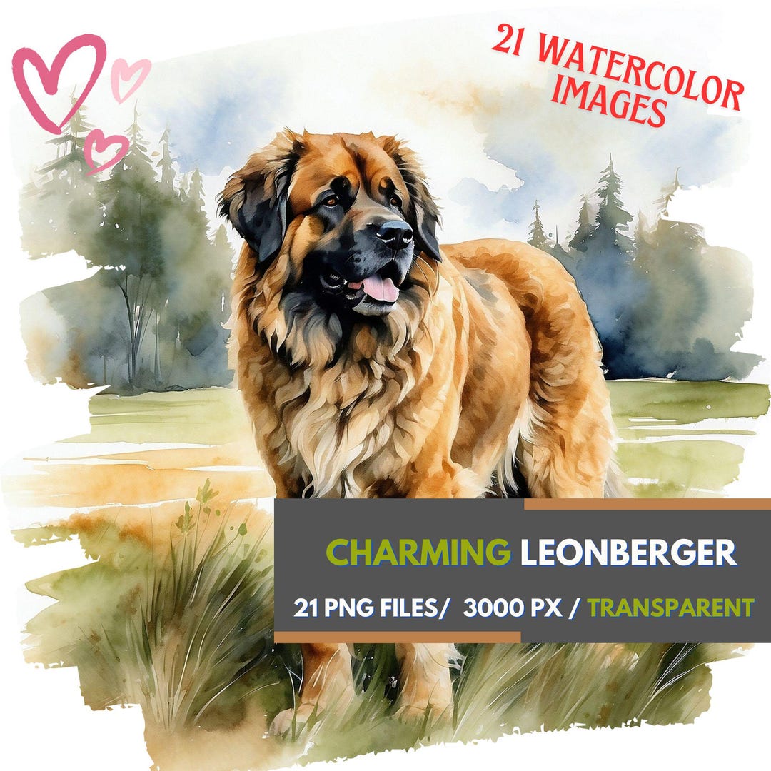 Charming Leonberger Clipart Collection, 21 High-quality Images ...