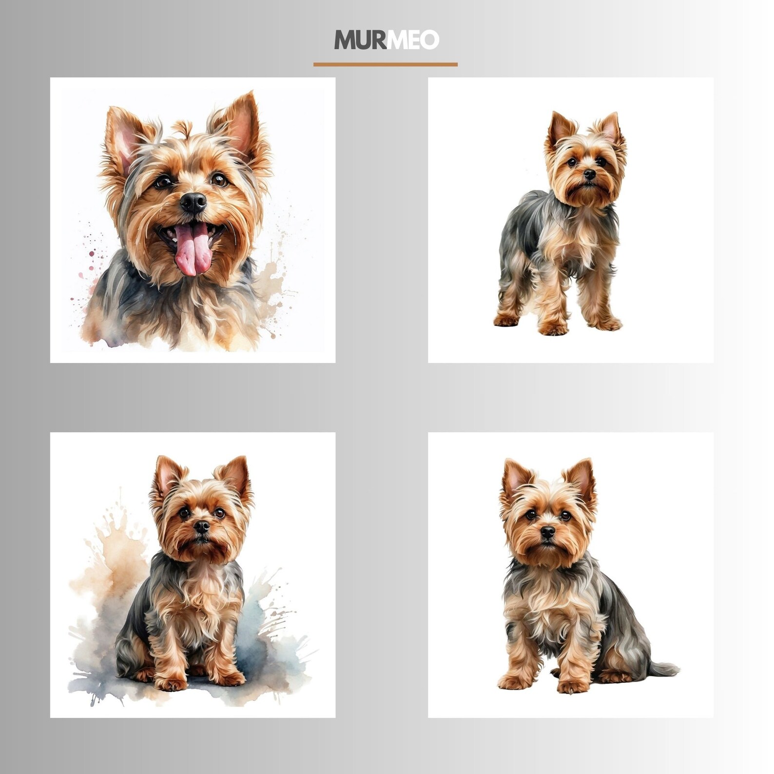 24 Yorkshire Terrier Clipart Set | Watercolor Yorkshire Terrier ...