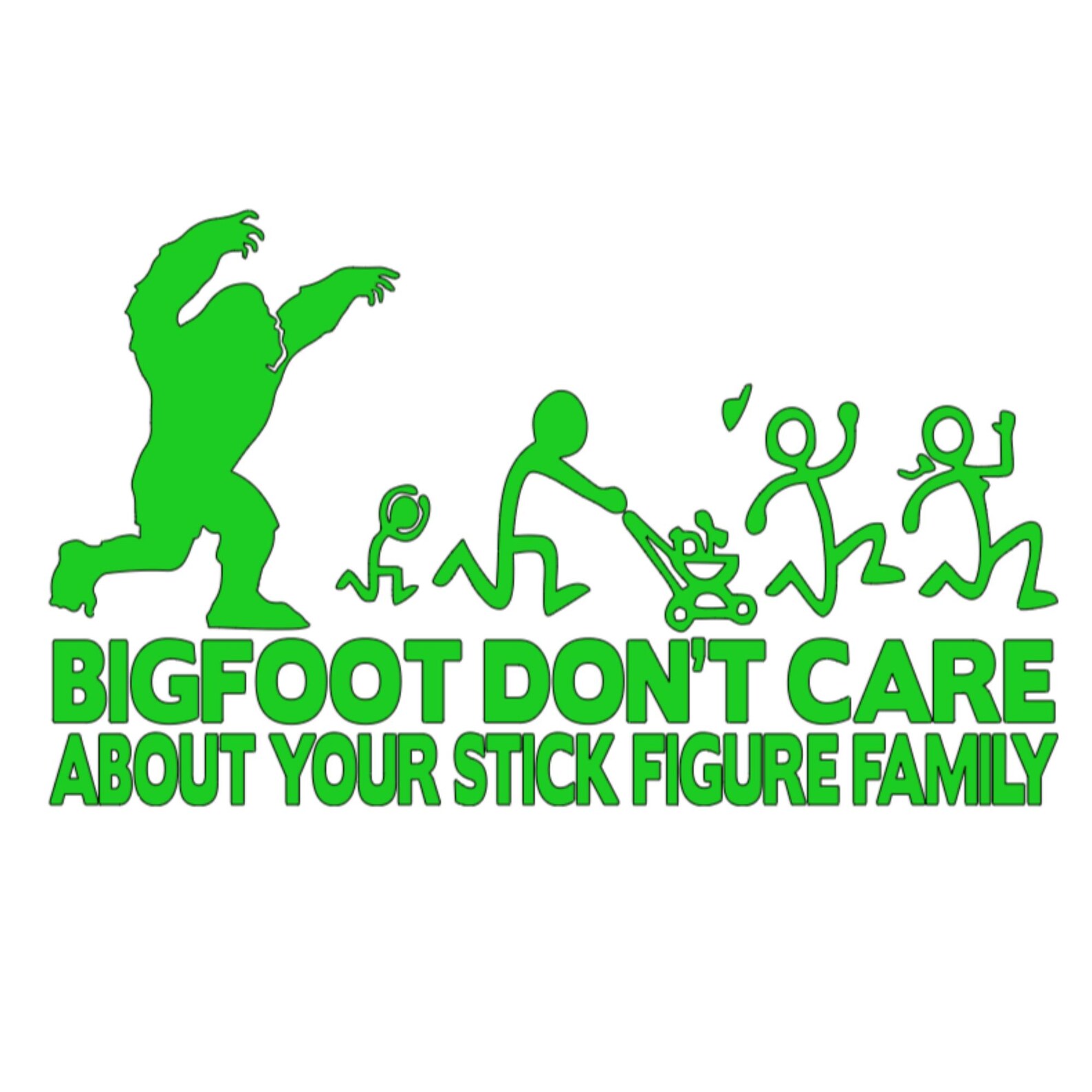 Bigfoot Vs Stick Figure Family Decal: Oracal 651 Vinyl - Etsy