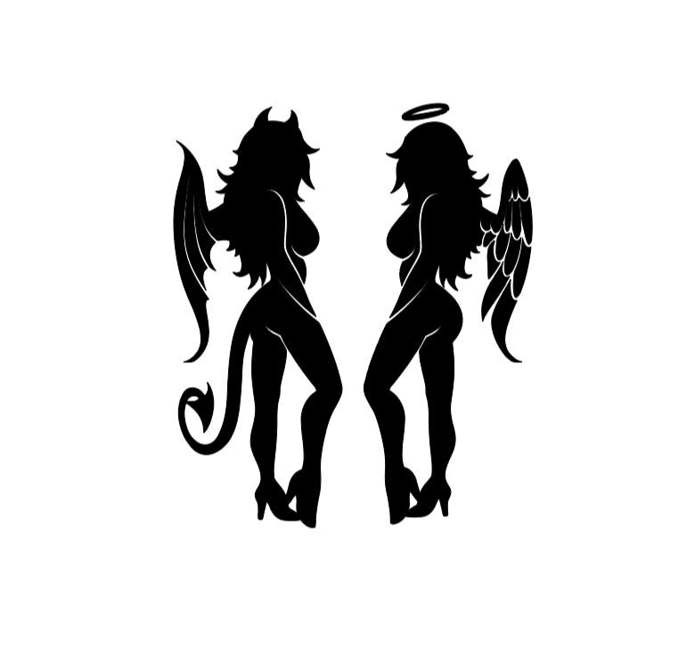 Angel Devil Vinyl Decal Set *whole Decal Can Be Cut Into 2 *high ...
