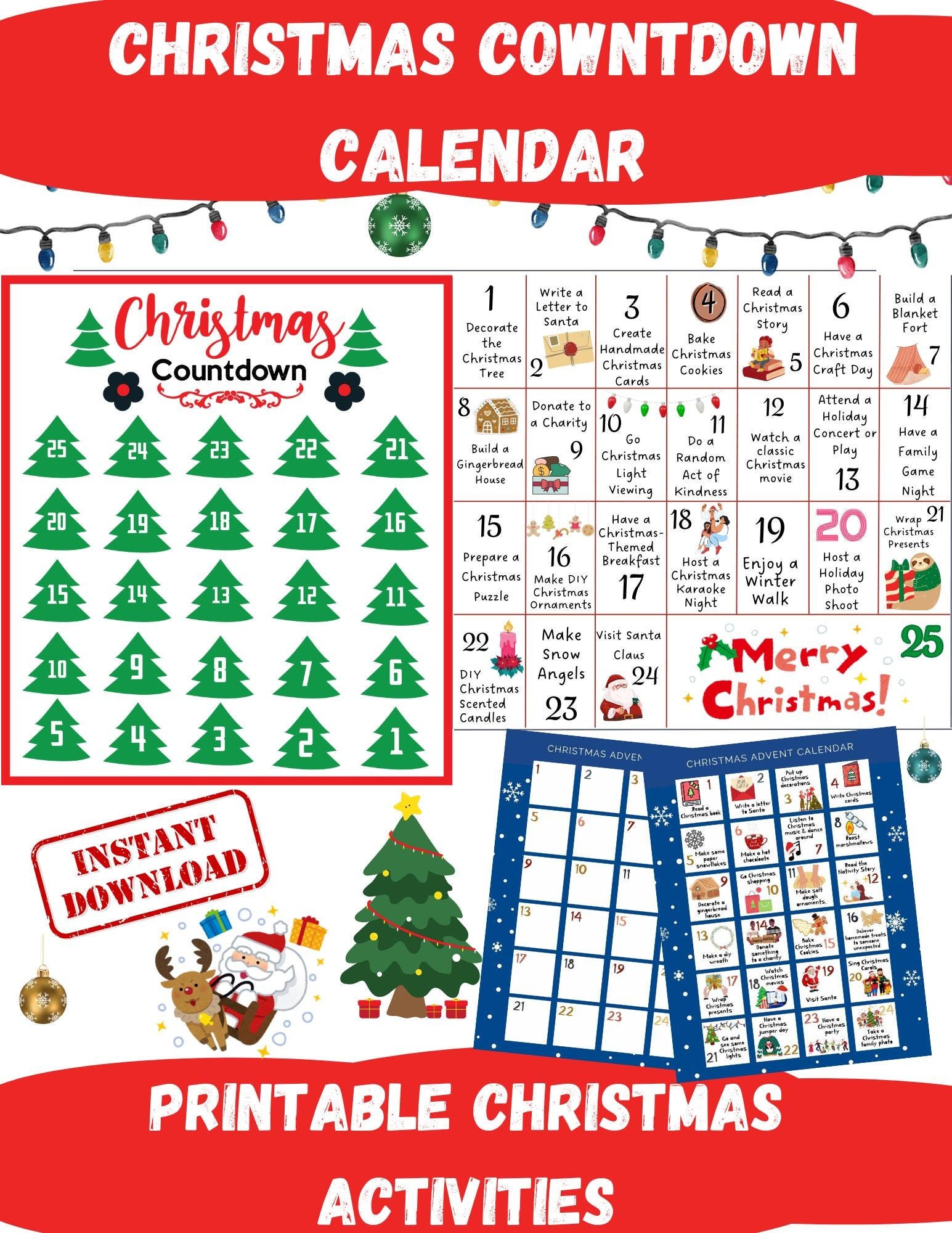 Christmas Countdown Advent Calendar & Activity Bundle – Countdown Fun ...