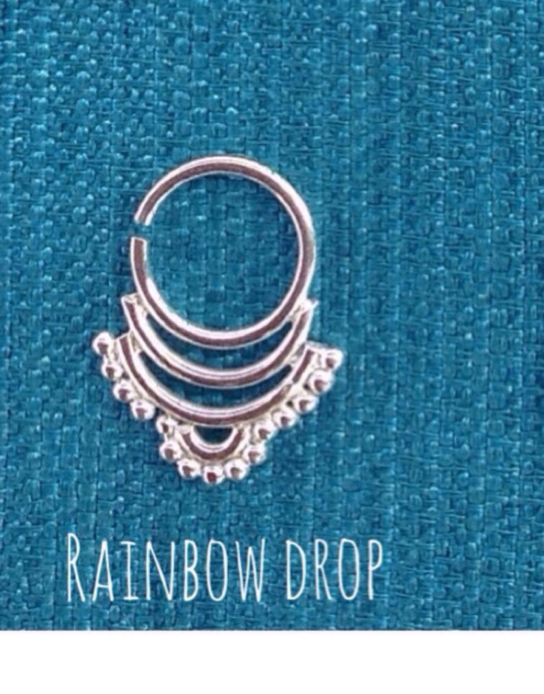 SALE Rainbow Drop Silver Septum Nose Ring piercing | Etsy