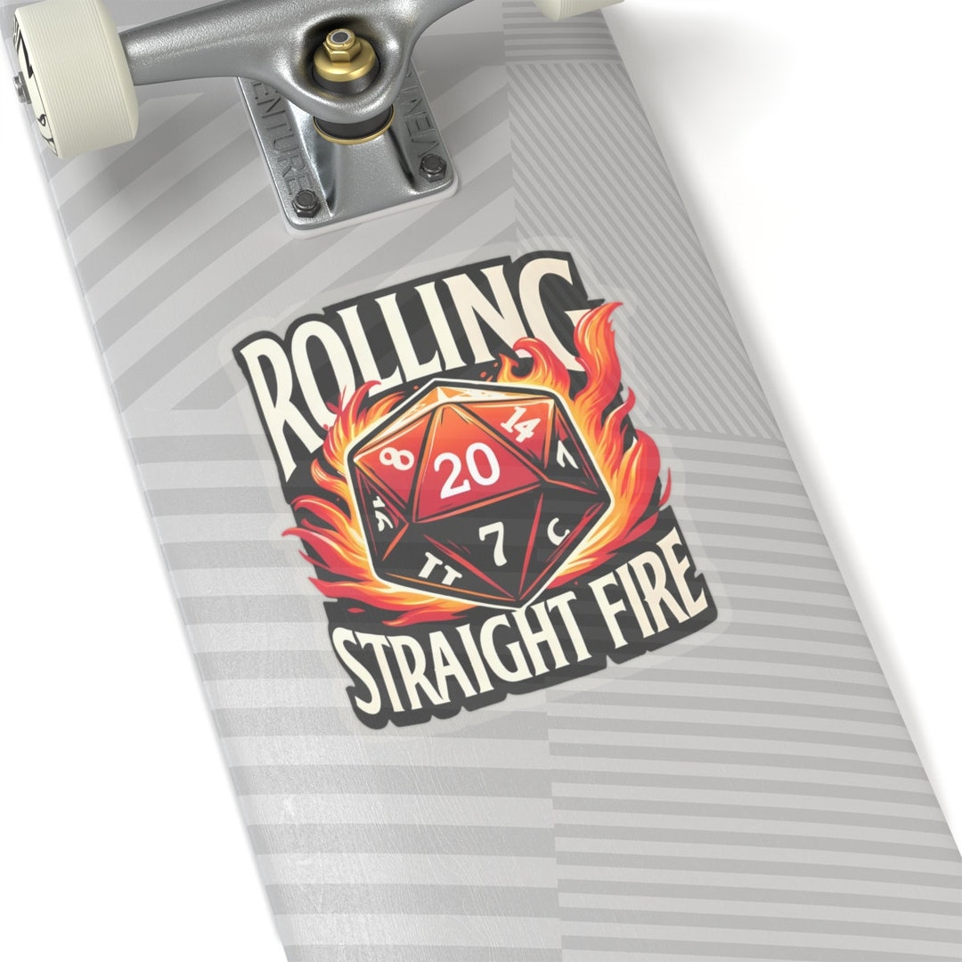 Rolling Straight Fire Sticker - Fiery Decal for Gamers and Dice ...