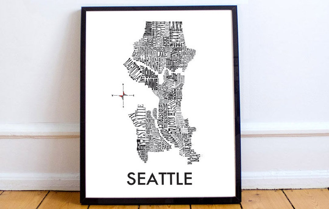 Seattle Neighborhood Map 11 X 14" Print - Etsy
