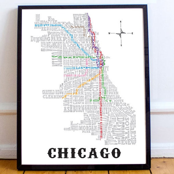 Chicago Map - Etsy
