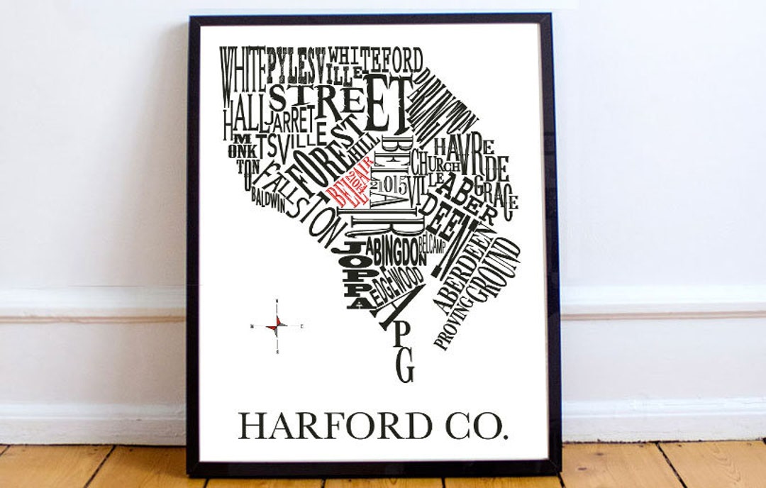 Customizable - Harford County Neighborhood Map 11x14in Print - Etsy