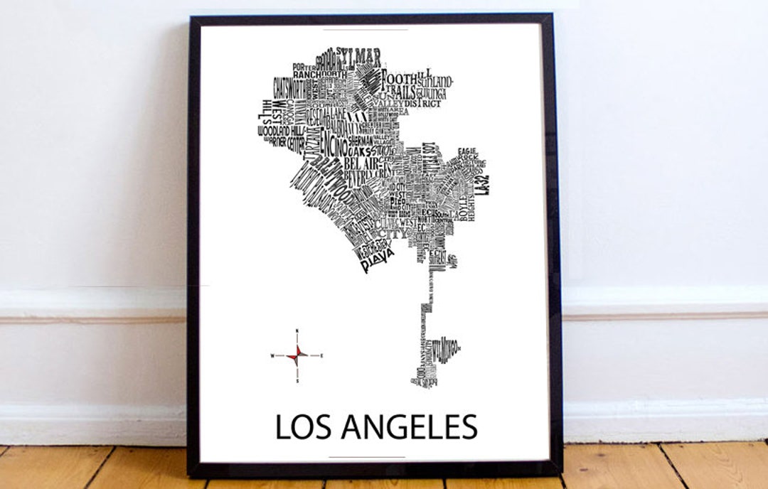 Los Angeles Neighborhood Map 11x14in Print - Etsy