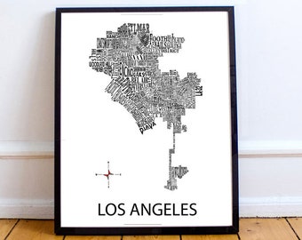 Los Angeles City Neighborhood Map Hand-drawn Print - Etsy