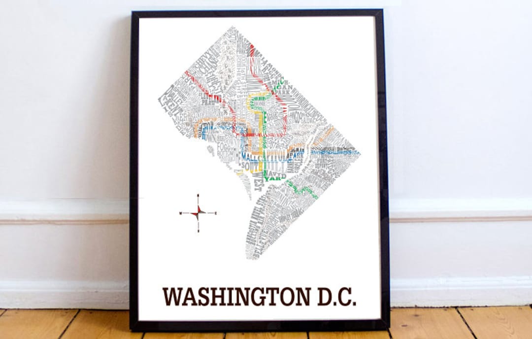 Washington D.C. Neighborhood Train Map 11x14 Print - Etsy