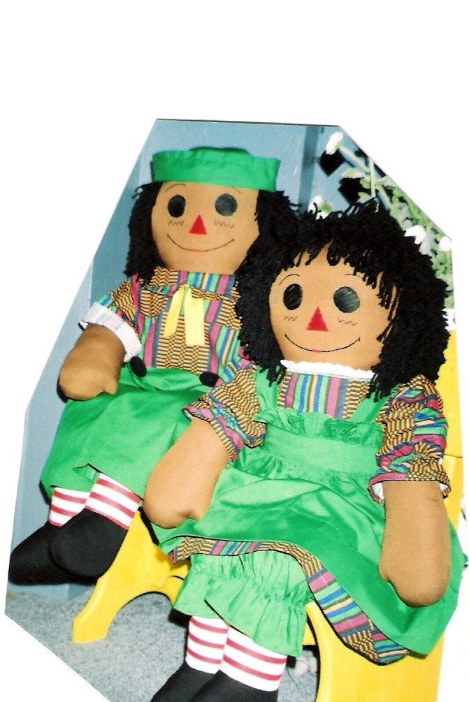 Ebony 36 Raggedy Ann and Andy Hand Made Dolls-ethnic Doll-black Doll ...