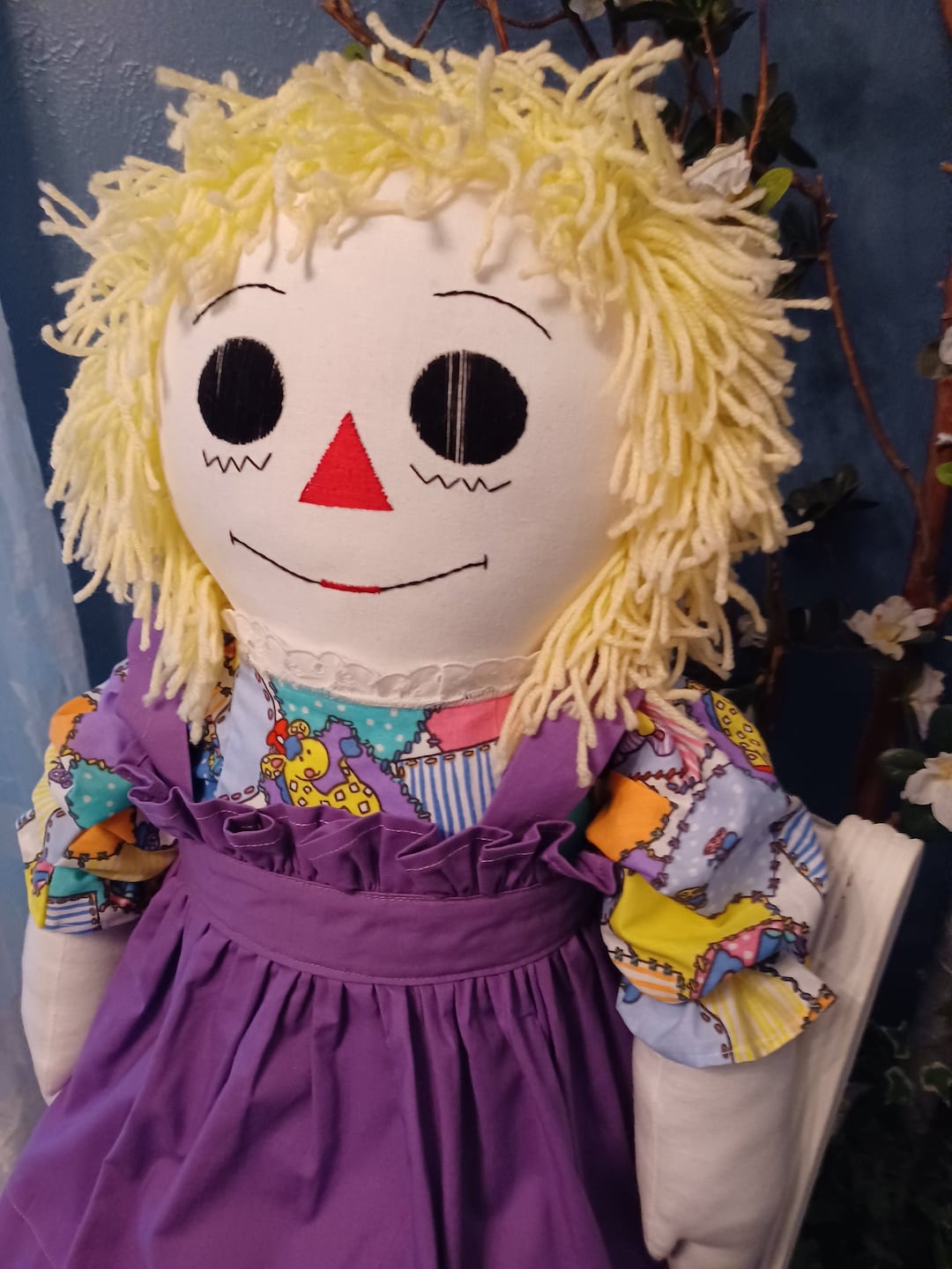 Classic Ivory 36" Raggedy Ann Handmade Doll With Yellow Hair,, Rag Doll ...