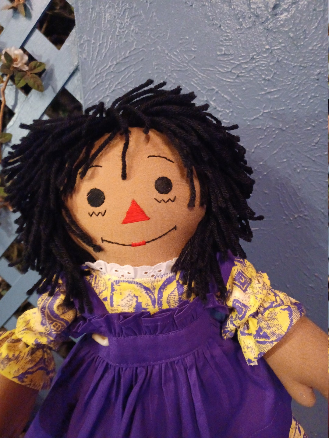 Caramel 20" Raggedy Ann Handmade Doll With Black Hair, Ethnic Doll ...