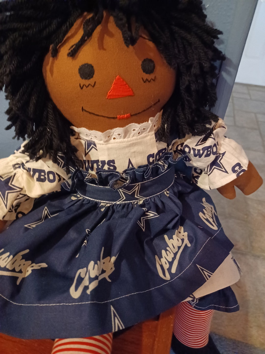 Ebony 20" Dallas Cowboy Raggedy Ann, Handmade Doll, NFL, Ethnic Doll ...
