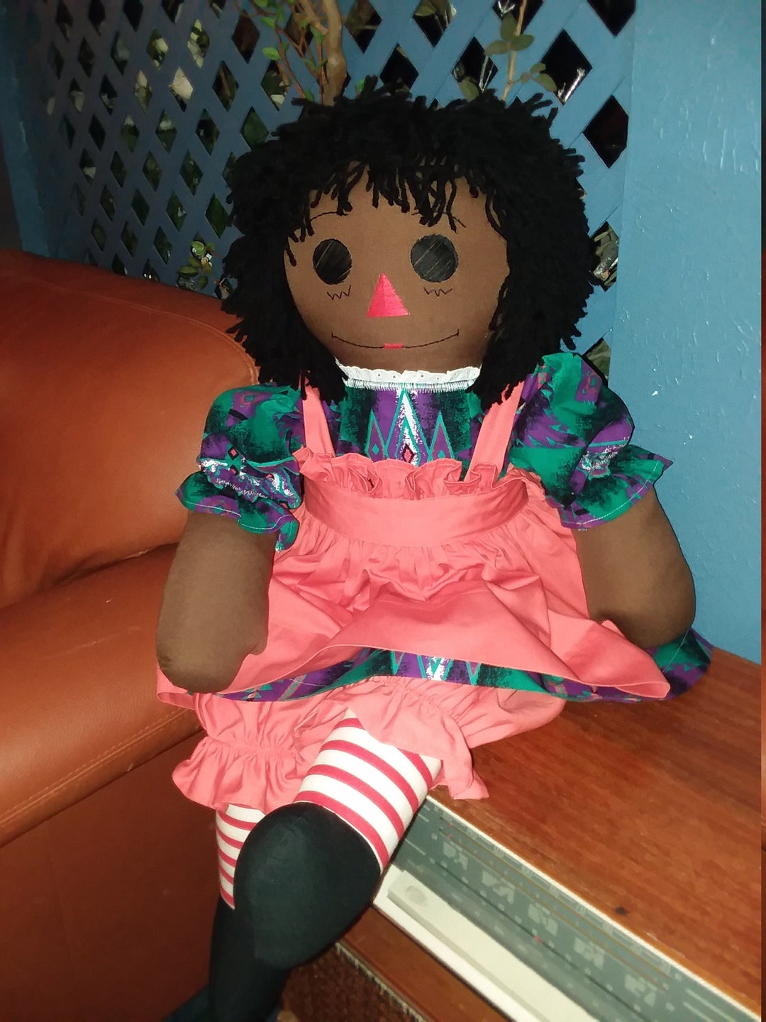 Ebony 36" Raggedy Ann Handmade Doll, Ethnic Doll, Biracial Dolls, Soft ...