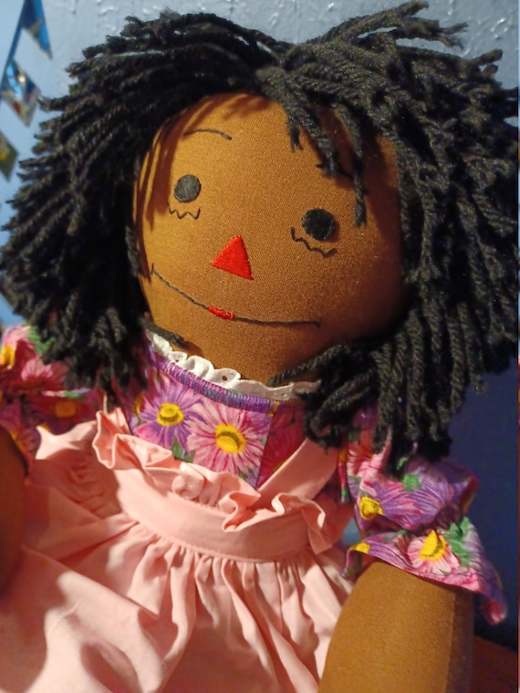 Ebony 20" Raggedy Ann Handmade doll, Biracial doll, Ethnic doll, Soft ...