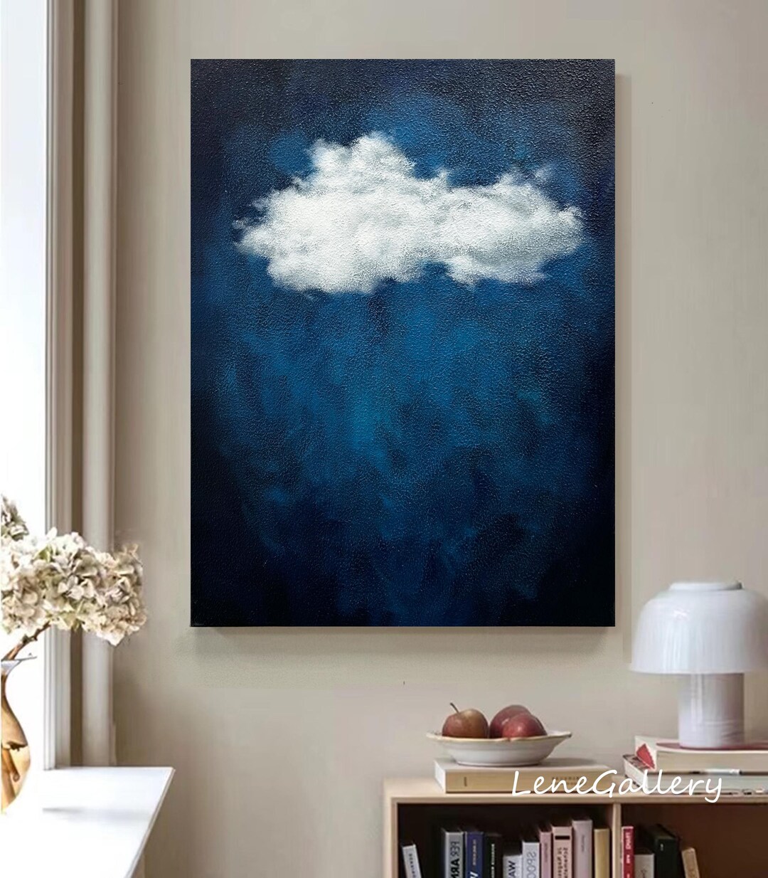 Abstract Art Painting,white Cloud Wall Art,large Cloudy Sky Painting ...