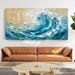 3D Ocean Hand Texture Oil Painting,abstract Blue Sea Home Decor Art ...