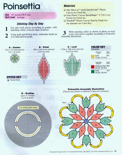 Plastic Canvas Flowers 8 Gorgeous Designs Pattern in PDF Poinsettia ...