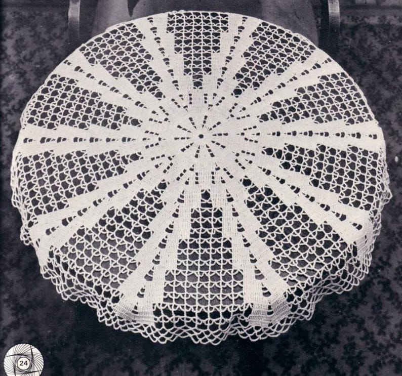Table Cover Crochet Pattern in PDF English Vintage Size 80 Cm Approx ...