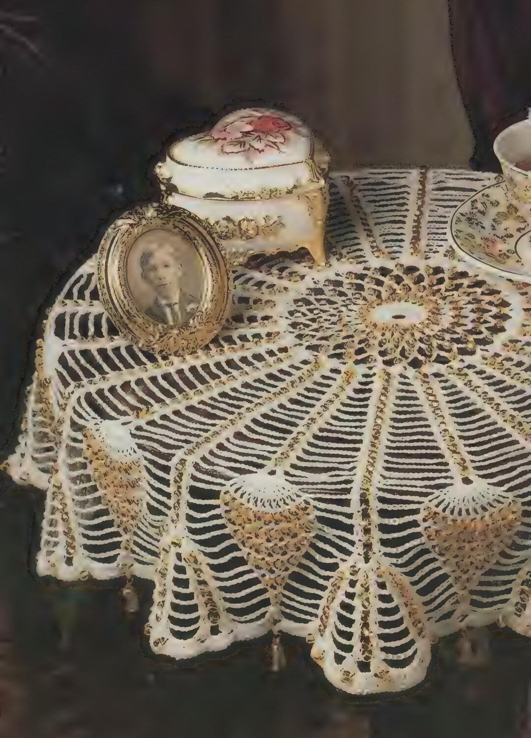 Sunburst Table Doily Crochet Pattern in PDF English Vintage Size 17,5 ...