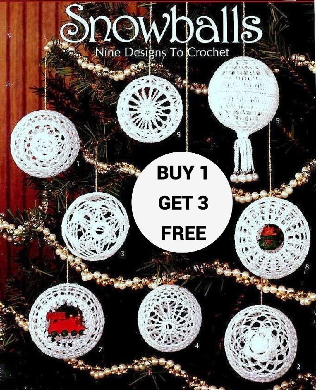 Christmas Crochet Snowballs Pattern in PDF 9 Crochet Designs Christmas ...