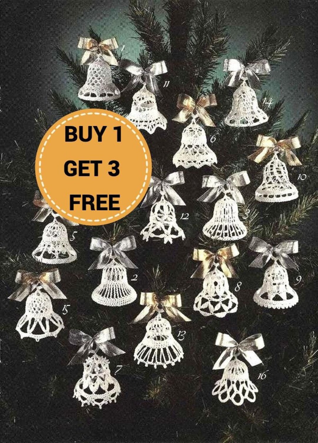 16 Christmas Crochet Bells Pattern in PDF Christmas Ornament Holiday ...