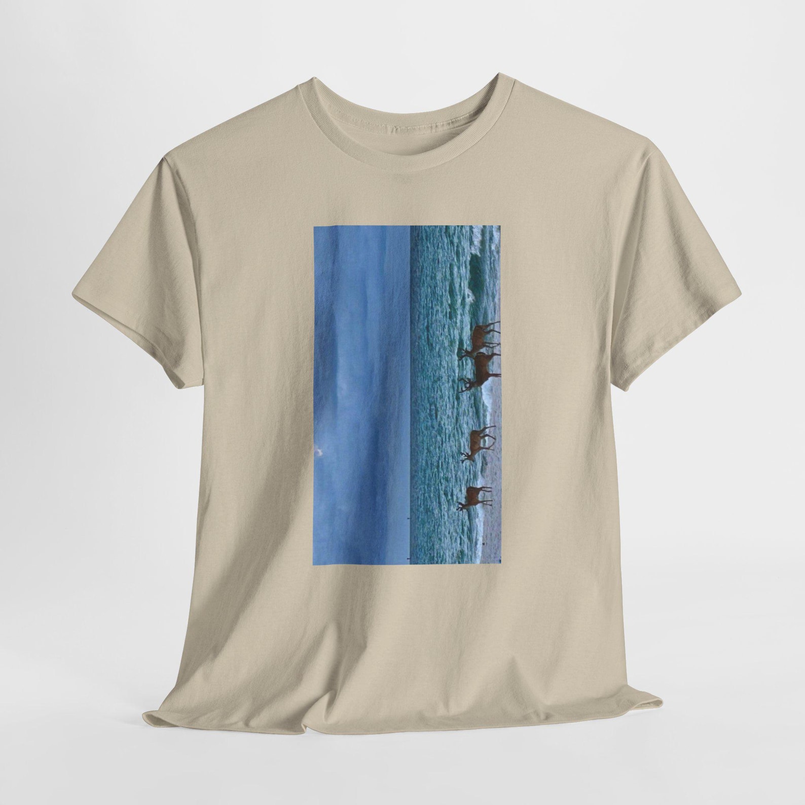Nature Deer Unisex Tee, Beach Scene T-shirt, Wildlife Cotton Shirt ...
