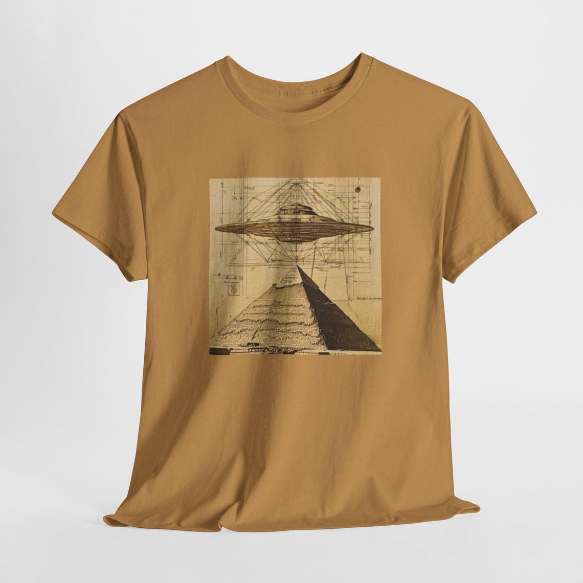 Pyramid UFO Graphic Tee Shirt, Sci-fi Alien Spaceship Design, Geometric ...