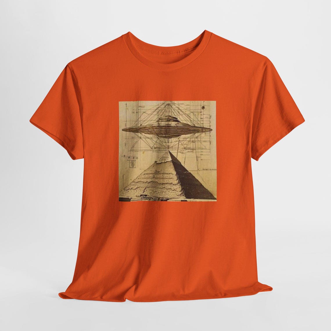 Pyramid UFO Graphic Tee Shirt, Sci-fi Alien Spaceship Design, Geometric ...