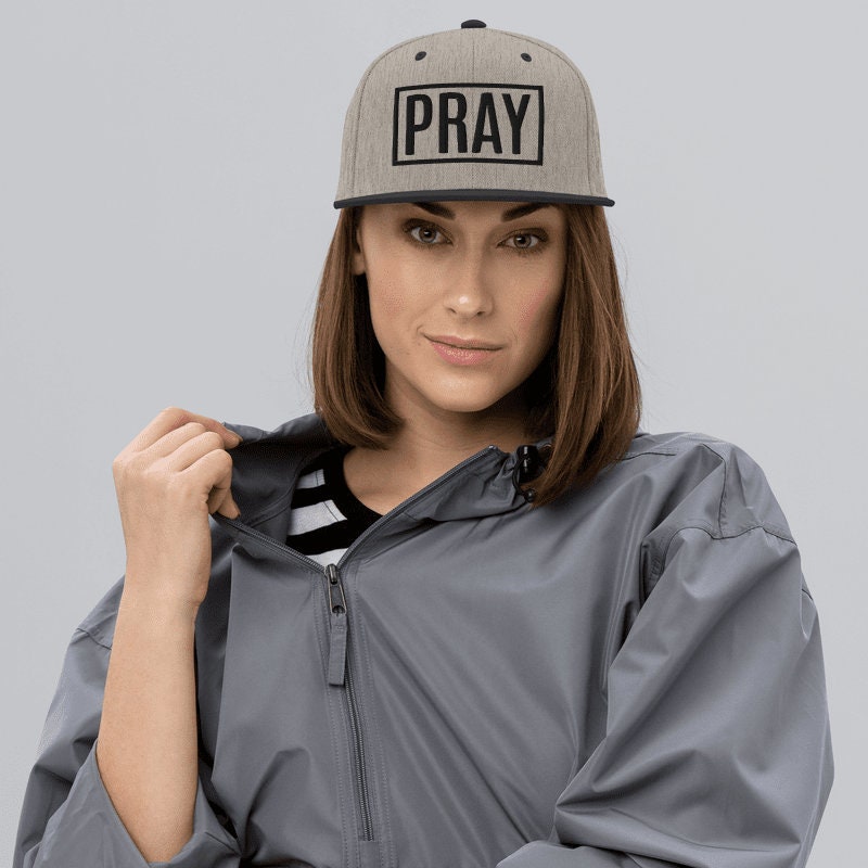 Pray Snapback Christian Hat Religious Cap Scripture Lid Gray Religious ...