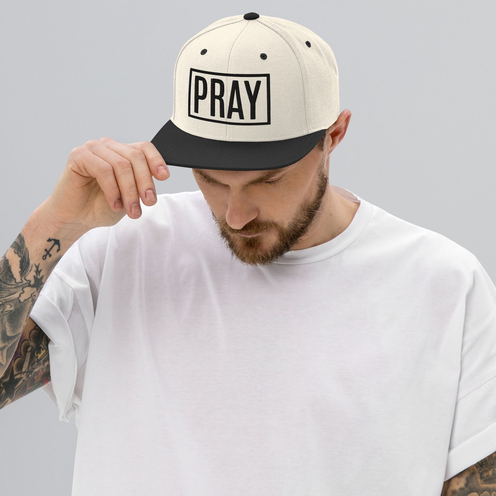 Pray Snapback Christian Hat Religious Cap Scripture Lid Gray Religious ...