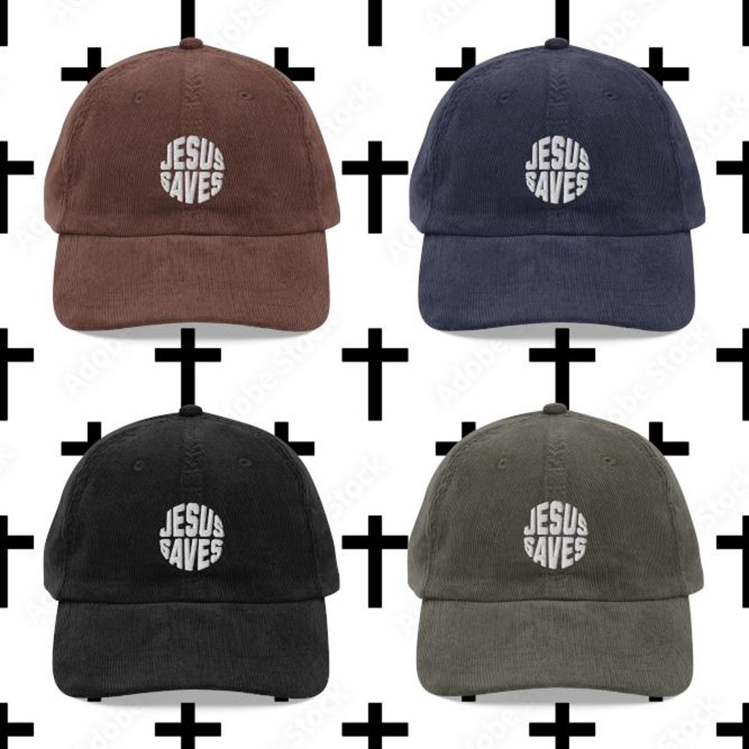 Jesus Saves Hat Embroidered Text Christian Inspired Corduroy Cap ...