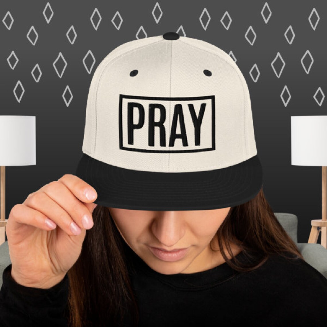 Pray Snapback Christian Hat Religious Cap Scripture Lid Gray Religious ...