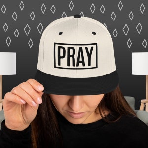 Pray Snapback Christian Hat Religious Cap Scripture Lid Gray Religious ...