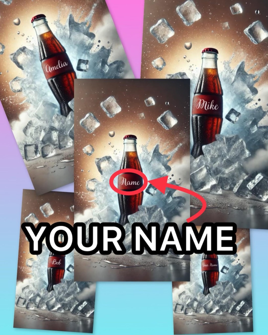 Personalized Coca-cola Bottle Photo With Your Name – a Unique Digital ...