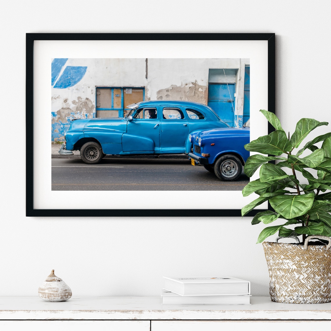 Blue Vintage Cars in Havana Cuba Fine Art Photograph Photo Big Print ...