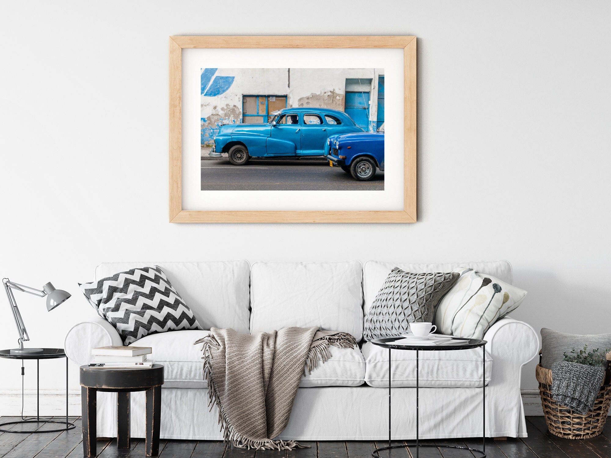 Blue Vintage Cars in Havana Cuba Fine Art Photograph Photo Big Print ...