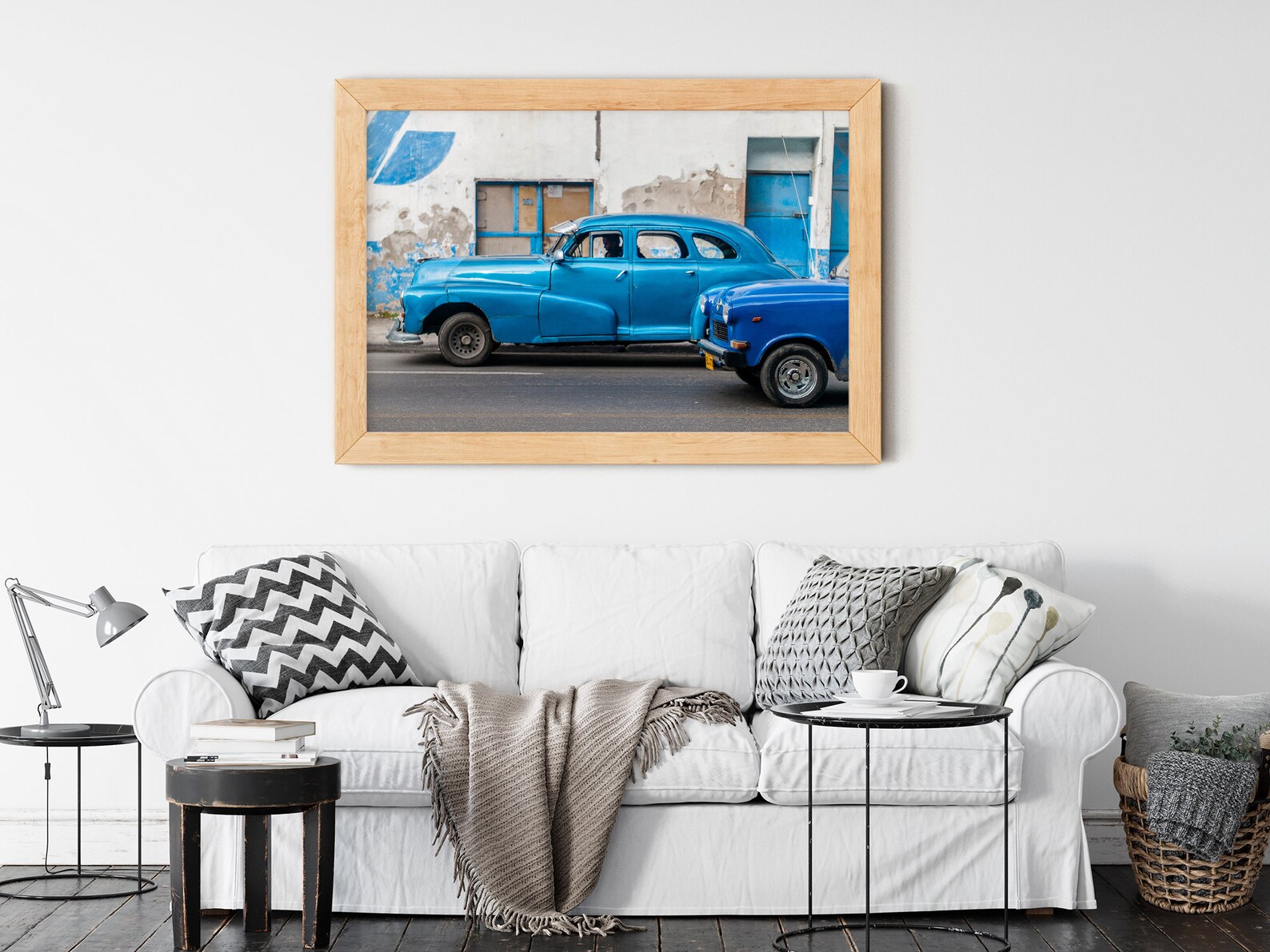 Blue Vintage Cars in Havana Cuba Fine Art Photograph Photo Big Print ...