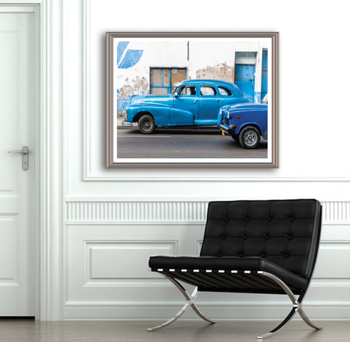 Blue Vintage Cars in Havana Cuba Fine Art Photograph Photo Big Print ...
