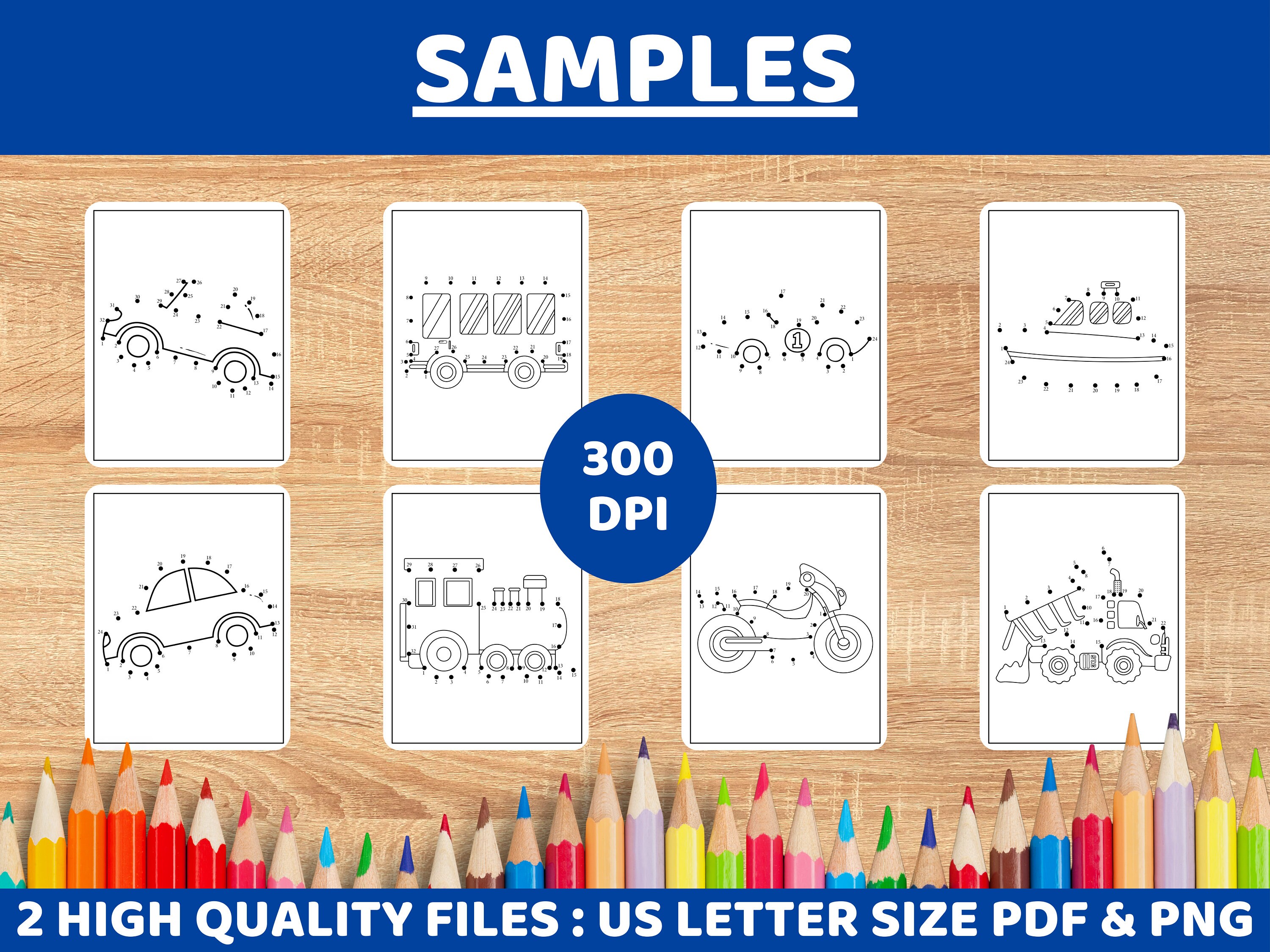 30 Vehicles Dot to Dot Coloring Pages Easy for Kids Children Minimalist ...