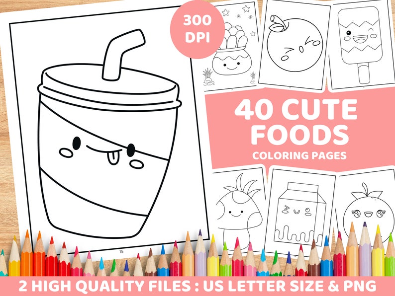 40 Cute Food Coloring Pages Easy for Kids Children Minimalist Printable ...