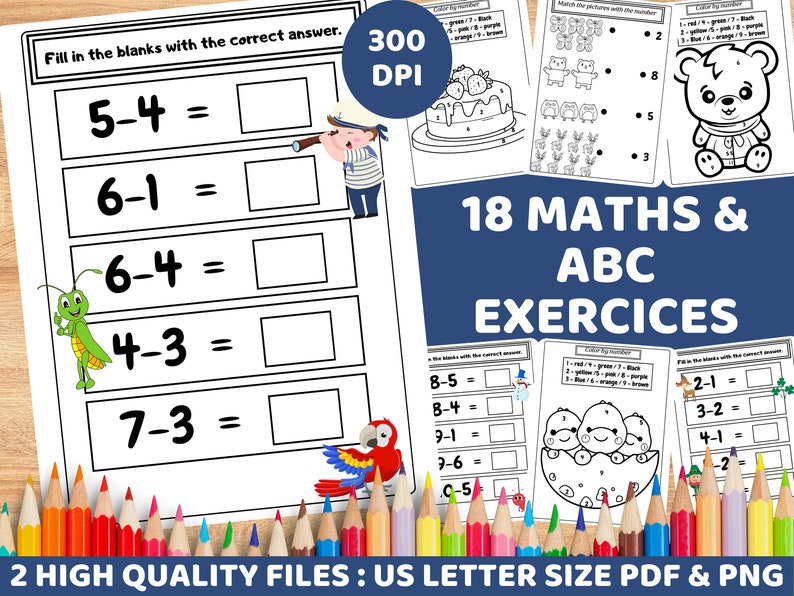 18 Maths & ABC Exercices Count Activities Worksheets Learning Easy for ...