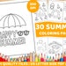 30 Summer Coloring V2 Activities Easy Pages for Kids Preschool Primary ...