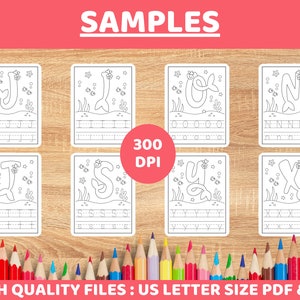 78 Cute ABC Animals Coloring and Writing School Practice Easy Pages for ...