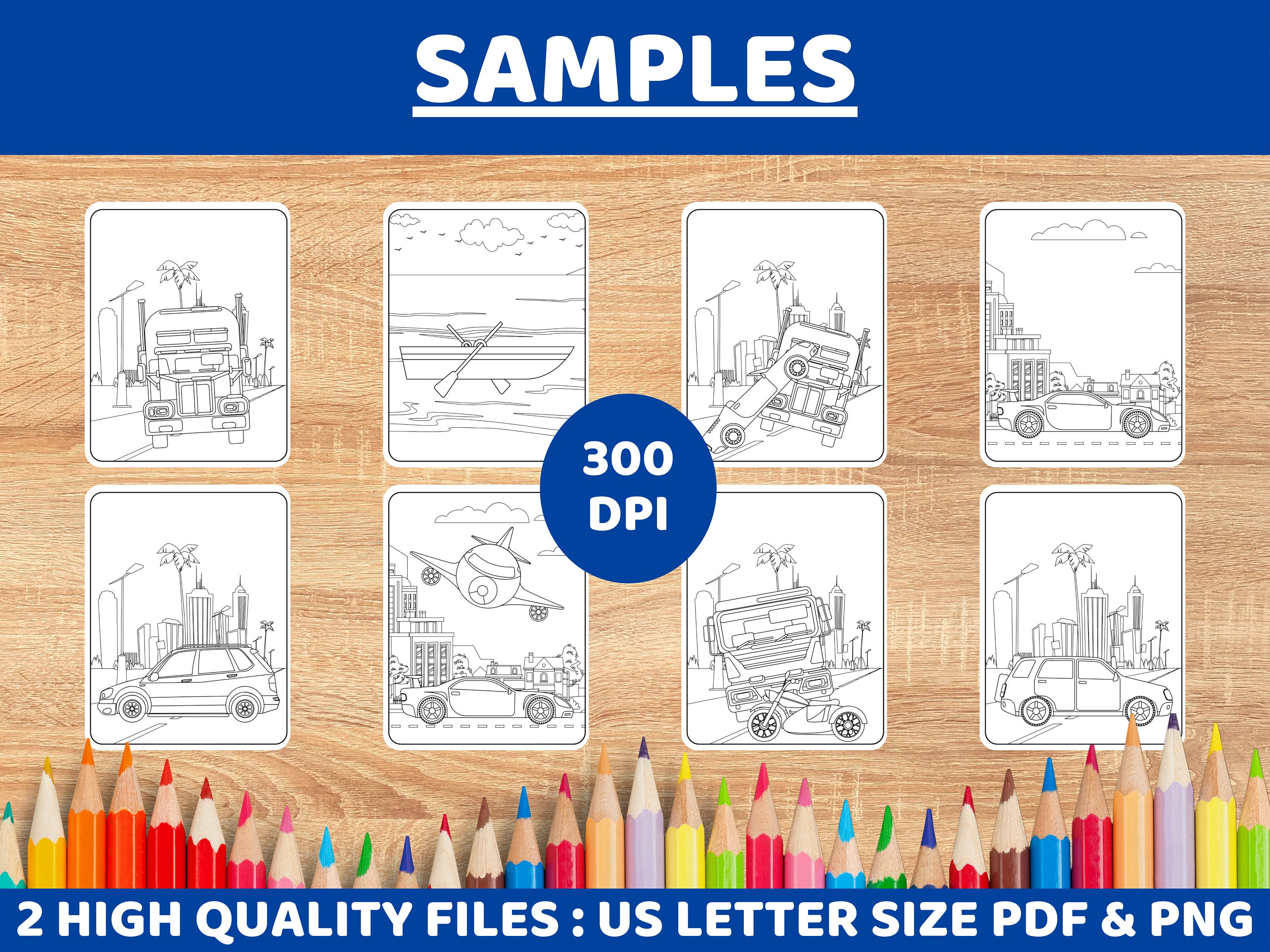 52 Vehicles Coloring Pages Easy for Kids Children Minimalist Printable ...