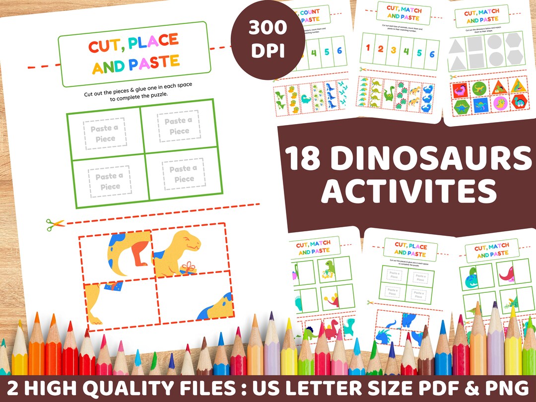 18 Dinosaurs Activites Pages Easy for Kids Children Numbers Printable ...